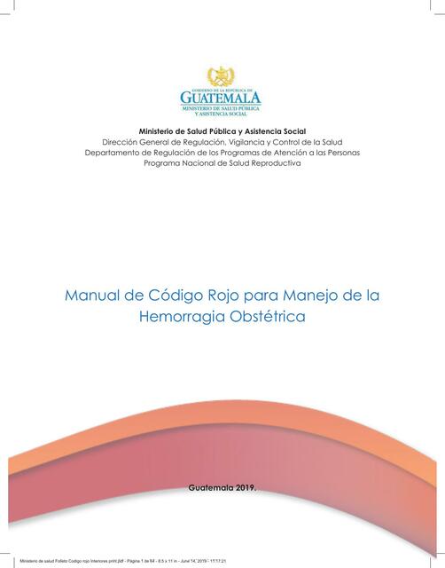 Manual Código rojo para Manejo de la Hemorragia Obstétrica | Maribel Primero | uDocz