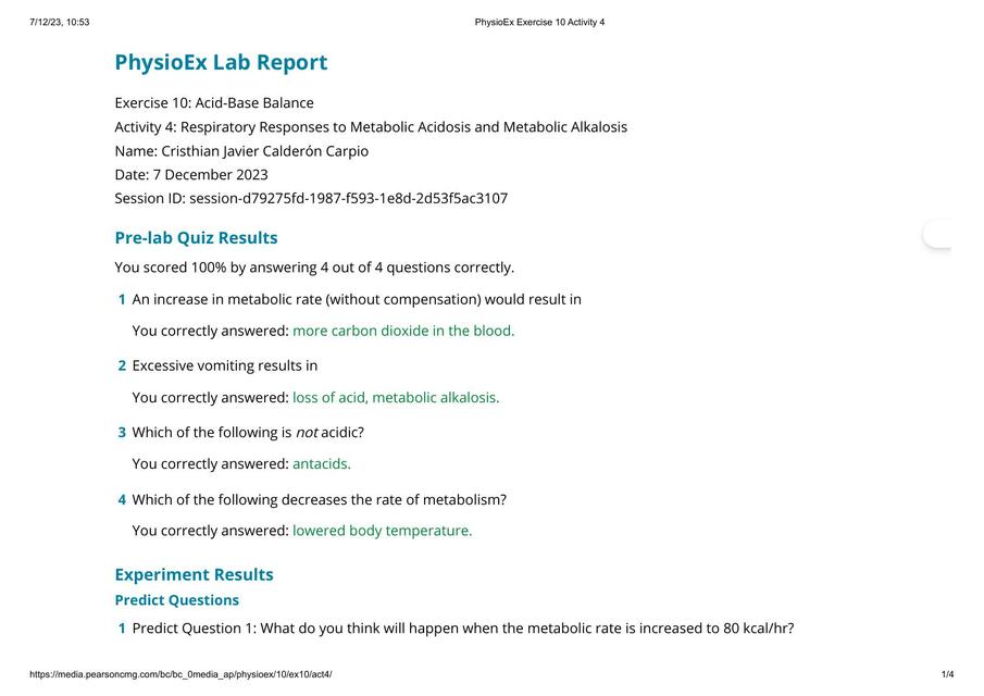 PhysioEx Exercise 10 Activity 4 | Cristhian Javier | uDocz