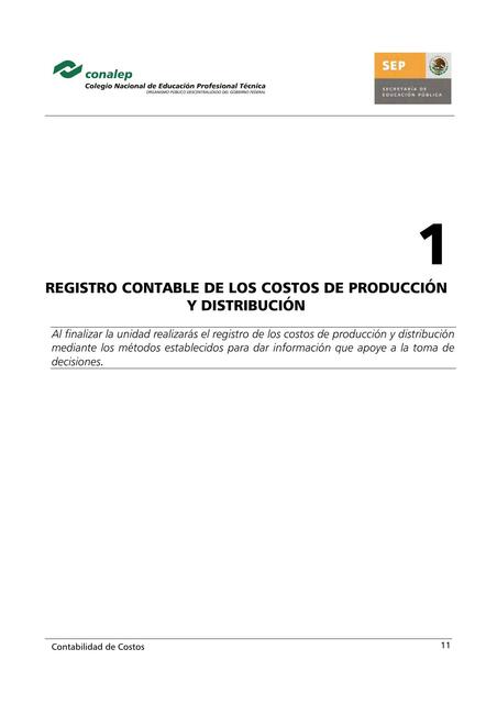 Registro contable de los costos de producción y distribución | Contabilidad e impuestos | uDocz