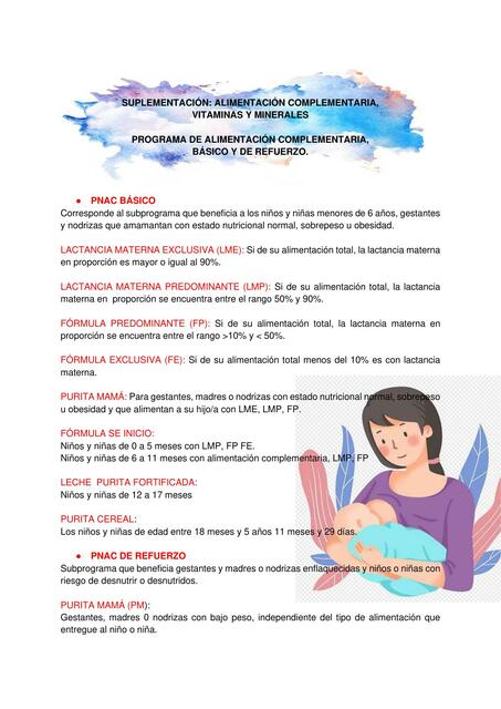 Programa de alimentación complementaria, básico y de refuerzo ...