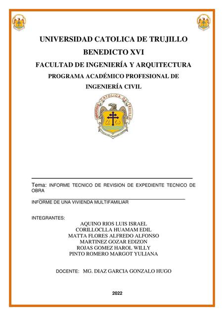 Informe técnico de revisión de expediente técnico de obra | INGENIERIA CIVIL | uDocz