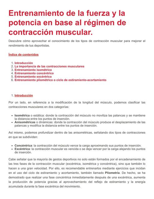 Entrenamiento de la Fuerza y la Potencia en Base al Régimen de ...