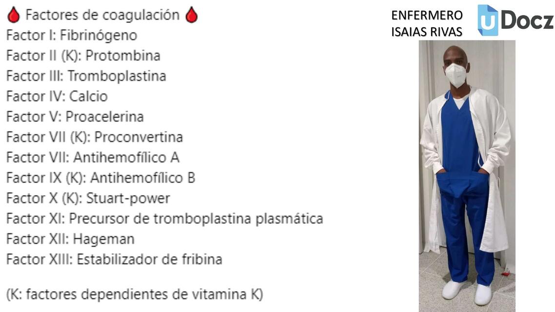 Factores de coagulación | Enfermero Isaias Rivas | uDocz