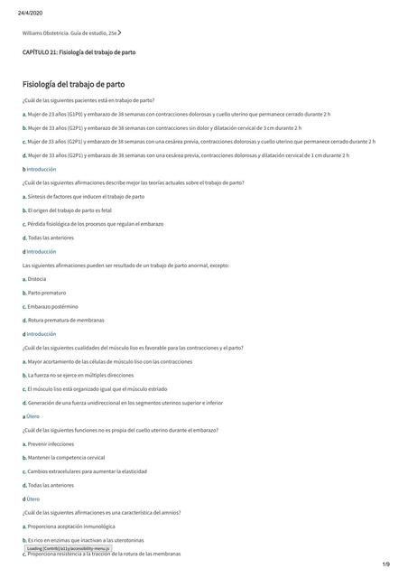 CAPITULO 21 Fisiologia del trabajo de parto | Notas de un Obstetra | uDocz
