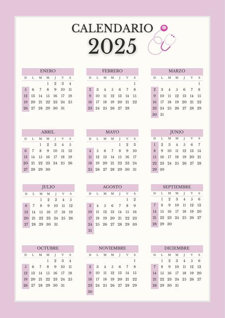 Calendario 2025 Hemostudent Udocz