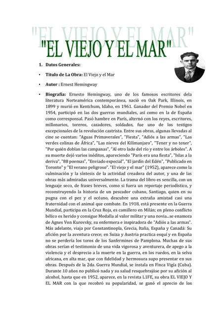 El Viejo y el Mar | NESTOR JULINHO GUTIERREZ TINCO | uDocz