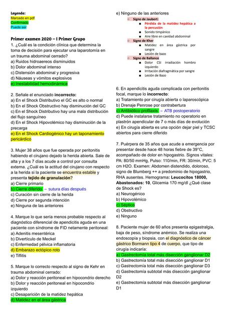 Banco de preguntas de Cirugía General 2020 - 2022 | LiquidOH愛 | uDocz