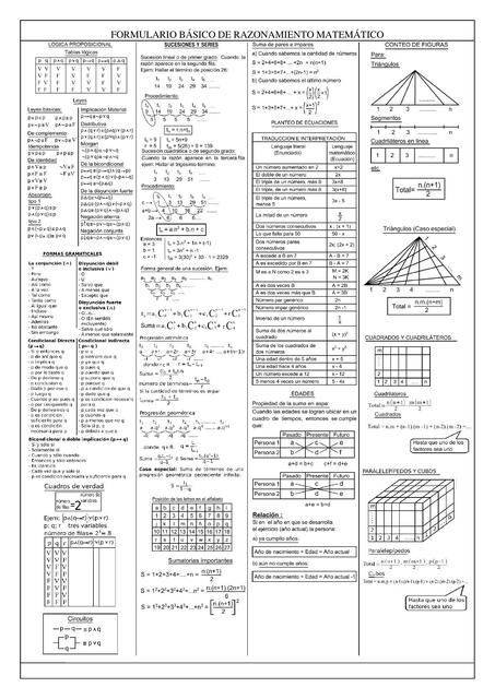 Formulario Básico de Razonamiento Matemático | Aldair Preciado | uDocz