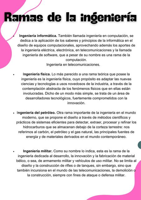 Ramas de la ingeniería | Ingeniería paso a paso | uDocz