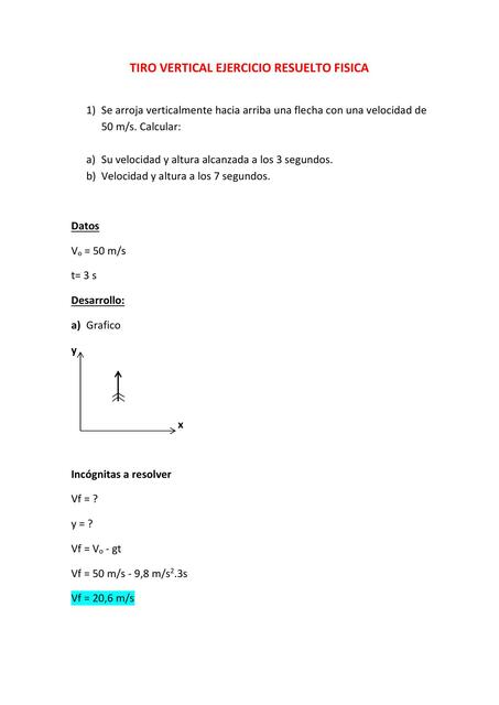 Tiro vertical ejercicio resuelto fisica | Ana B. | uDocz