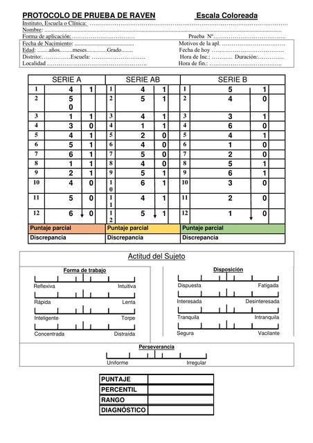 Protocolo Raven Escala Coloreada | Estefany Alayo | uDocz