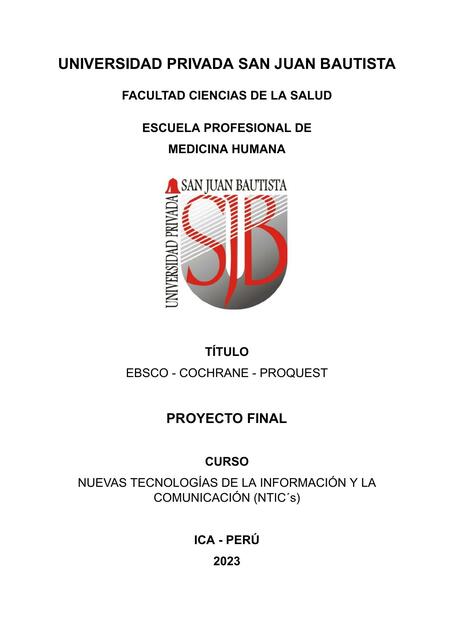 Flashcards de EBSCO- COCHRANE- PROQUEST | Por tracy luz paredes ayauja ...