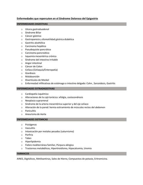 Enfermedades que Repercuten en el Síndrome Doloroso del Epigastrio ...