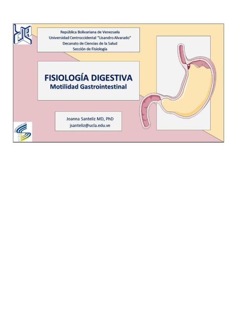 Fisiología Digestiva -Motilidad Gastrointestinal | Ninoska Perez | uDocz