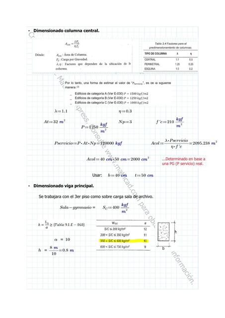 PREDIMENSIONAMIENTO DE VIGA Y COLUMNAS | RECOPILACIONES DE INGENIERIA | uDocz