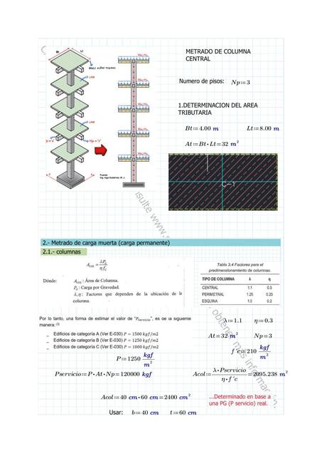 METRADO DE CARGAS COLUMNA | RECOPILACIONES DE INGENIERIA | uDocz