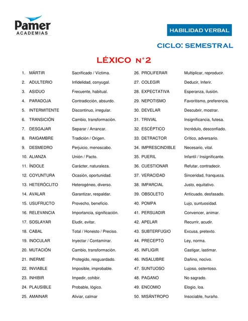 Léxico N°2 | Kaori c | uDocz