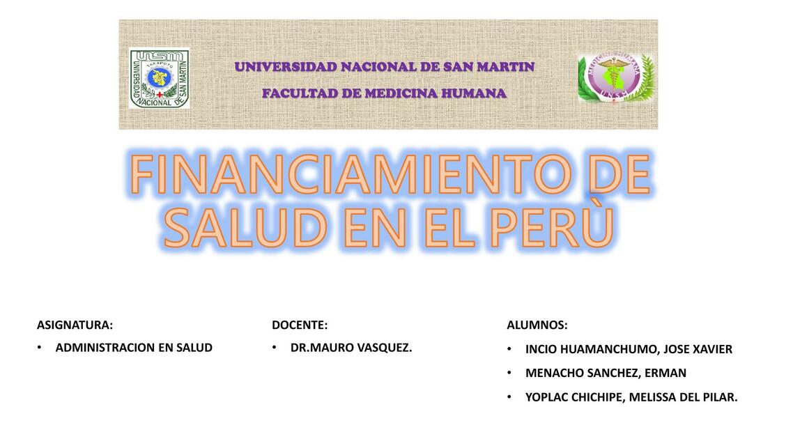 Financiamiento De Salud En El Perú Henry Maldonado Gutiérrez Udocz