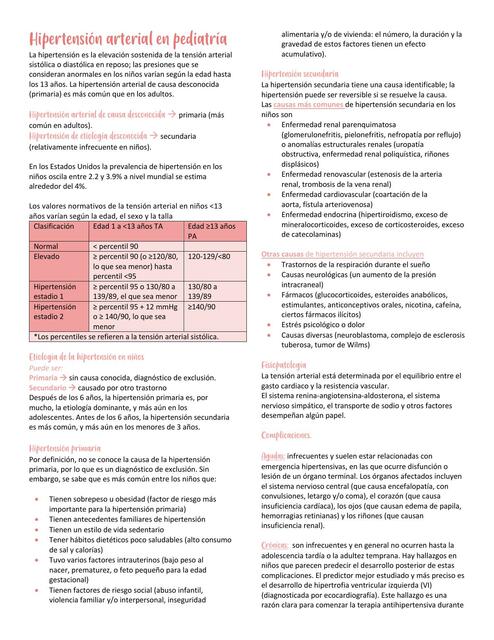 Hipertensión arterial en pediatría | Montserrat Hernández | uDocz