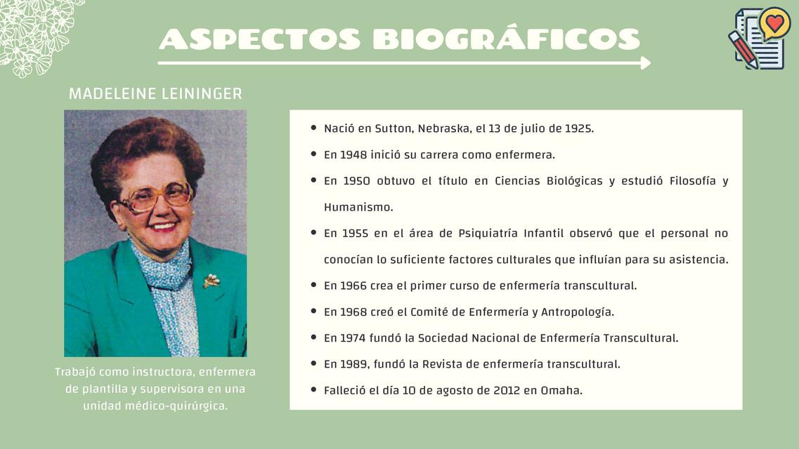 PPT MADELEINE LEININGER | ENFERMERA EDUCATIVA | uDocz