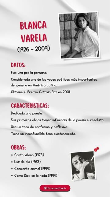 Biografía Blanca Varela | Otra Cuenta Universitaria | uDocz