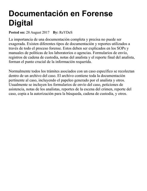 Documentación en Forense Digital | Universo Jurídico | uDocz