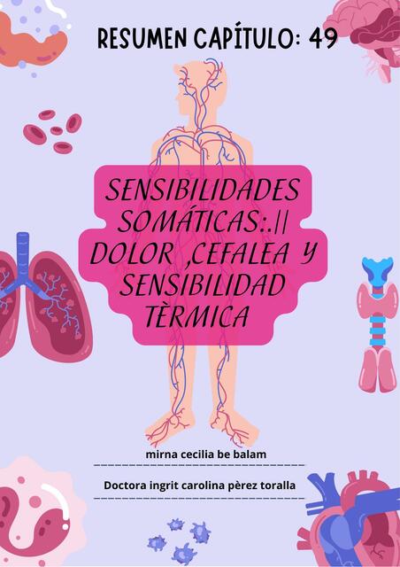 Sensibilidades somáticas: dolor, cefalea y sensibilidad térmica | Be balam Mirna Cecilia | uDocz
