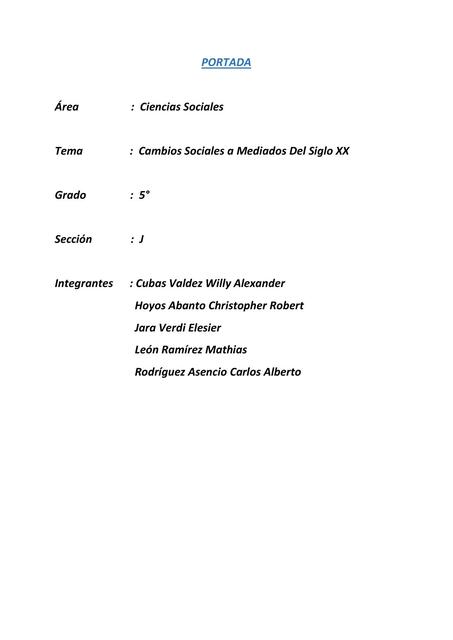 Cambios Sociales a mediados del siglo XX en el Perú | Christopher ...