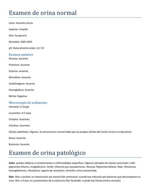 Examen de Orina Normal | Nolasko Villarroel | uDocz