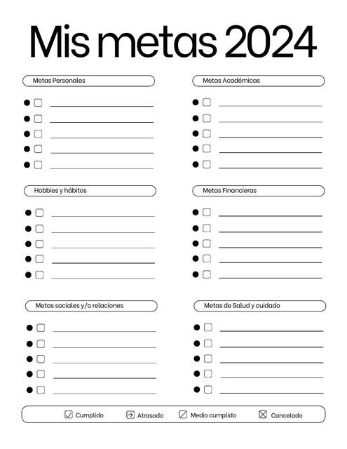 Plantilla de Metas anuales 2024 | Jazmine Nikkinen | uDocz