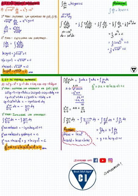 Solucionario De E D O De Variable Separable Eduardo Espinoza