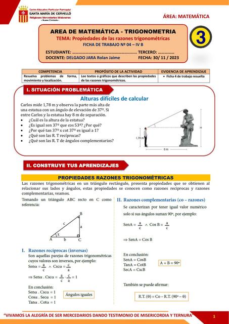 Propiedades De Las Razones Trigonométricas Nazareth Galiano Udocz