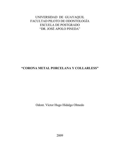 Corona Metal Porcelana y Collarless | Apuntes Salud Dental | uDocz