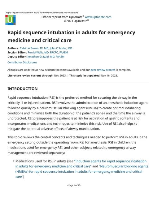 Rapid Sequence Intubation in Adults for Emergency Medicine and Critical Care | Katherine ...