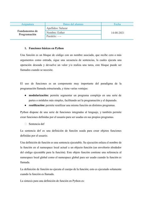 Funciones básicas de Python | developer.ishtar | uDocz