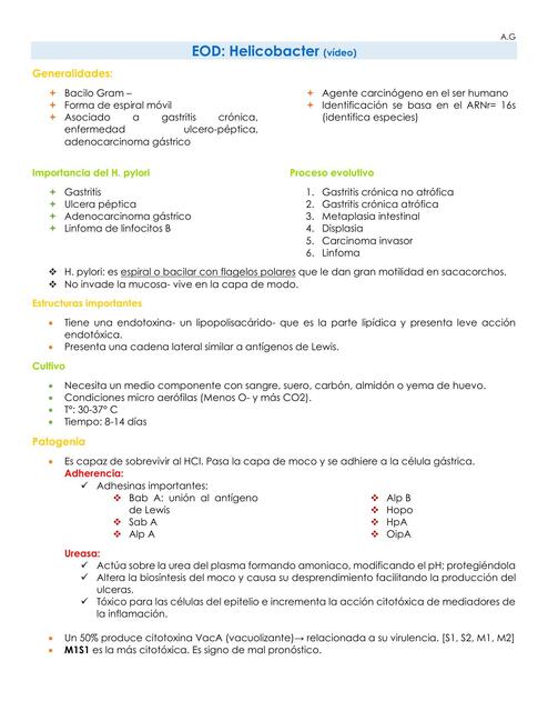 EOD Helicobacter | Microbiología | AG | uDocz