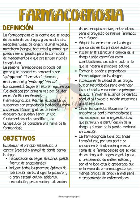 Farmacognosia | Antonella Rivadeneyra Ramirez | uDocz