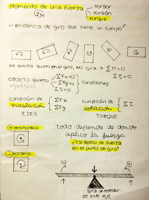 Momento de una fuerza, torque, torsor, torca - Resumen 2 - Tema 8 ...