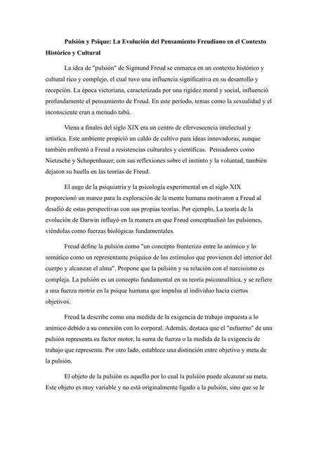 Pulsión y Psique: Evolución del Pensamiento Freudiano en el contexto ...