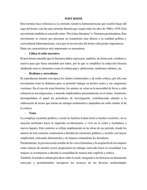 Post Boom- Estilo Narrativo | tustrabajos.co | uDocz
