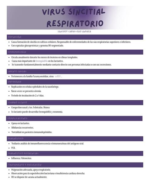 Virus Sincitial respiratorio | Andrea Sánchez | uDocz