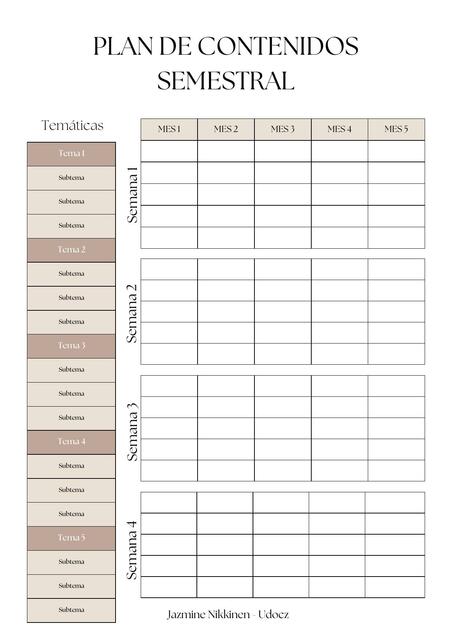 Plan de Contenido Semestral y cuatrimestral | Jazmine Nikkinen | uDocz