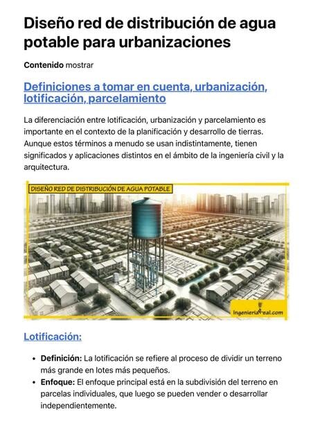 Diseño red de distribución de agua potable para urbanizaciones | A B ...