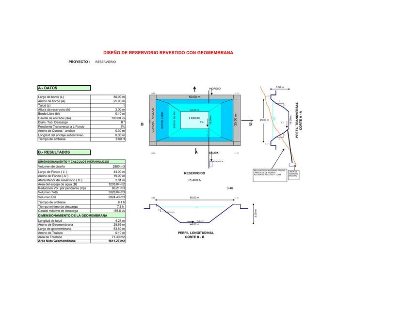 Diseño de reservorio con geomembrana | Ever R. Tantaraico Saldaña | uDocz