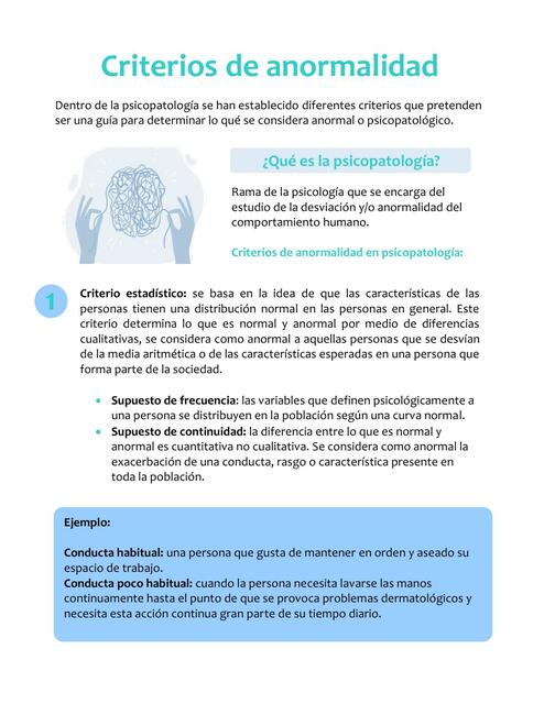Criterios de anormalidad | Apuntes de psicología | uDocz