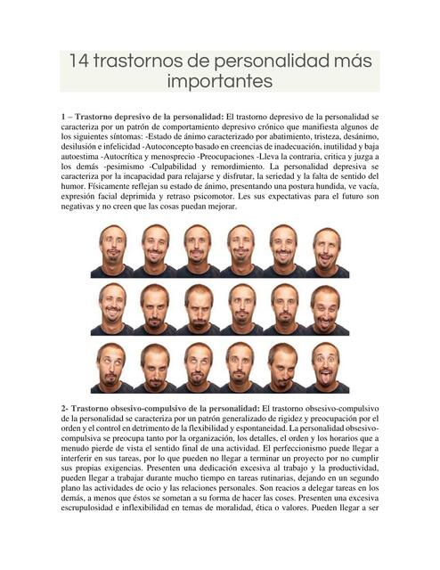 Trastornos de personalidad más importantes | Psicología y mente | uDocz
