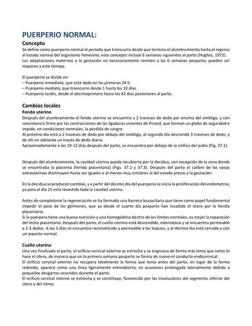 Puerperio normal | María José Diaz | uDocz