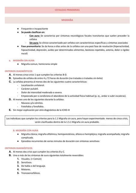 Flashcards de Cefaleas Primarias | Por LAURA RODRIGUEZ PINILLA | uDocz