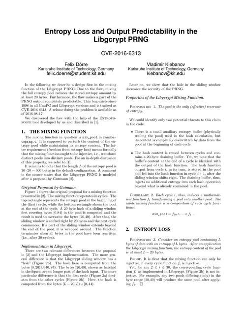 Entropy Loss And Output Predictability In The Libgcrypt Prng [Pdf] | HackerNews | uDocz