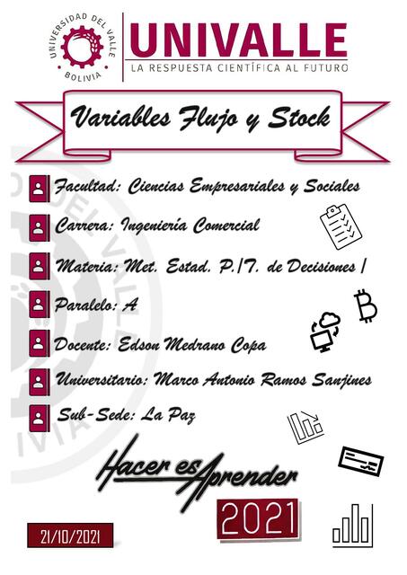 Variables Flujo y Stock | Marco Antonio Ramos Sanjines | uDocz